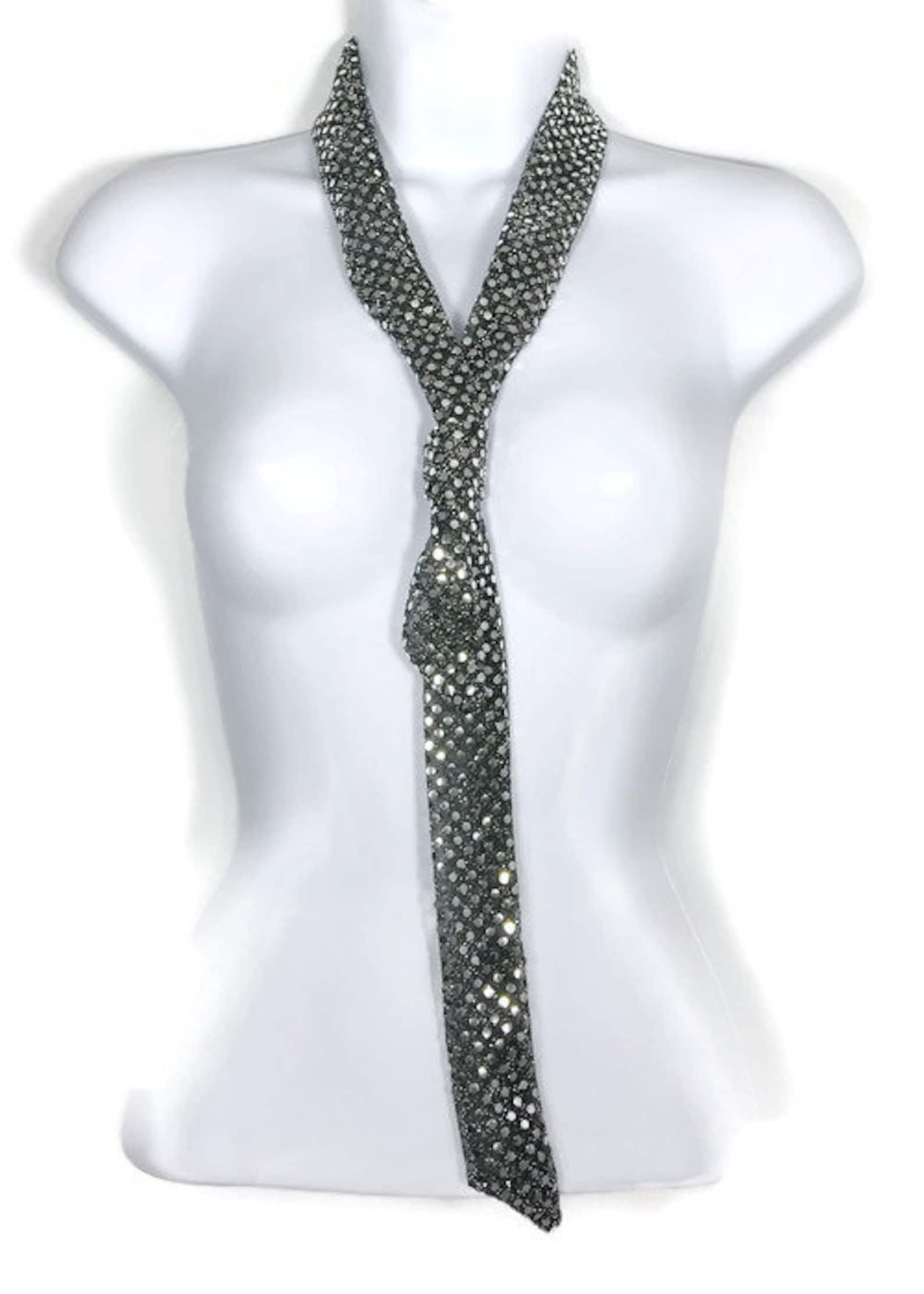 Silver Neck Scarves Silver Neck Scarf Silver Dot Skinny Scarf | Etsy