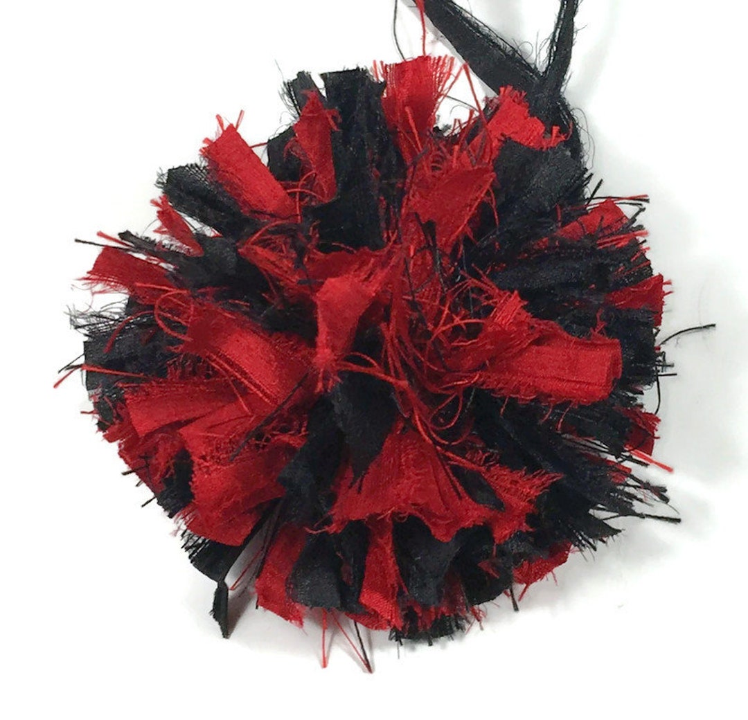 Red and Black Silk Flower Pin Silk Flower Pins Silk Corsage Red and ...