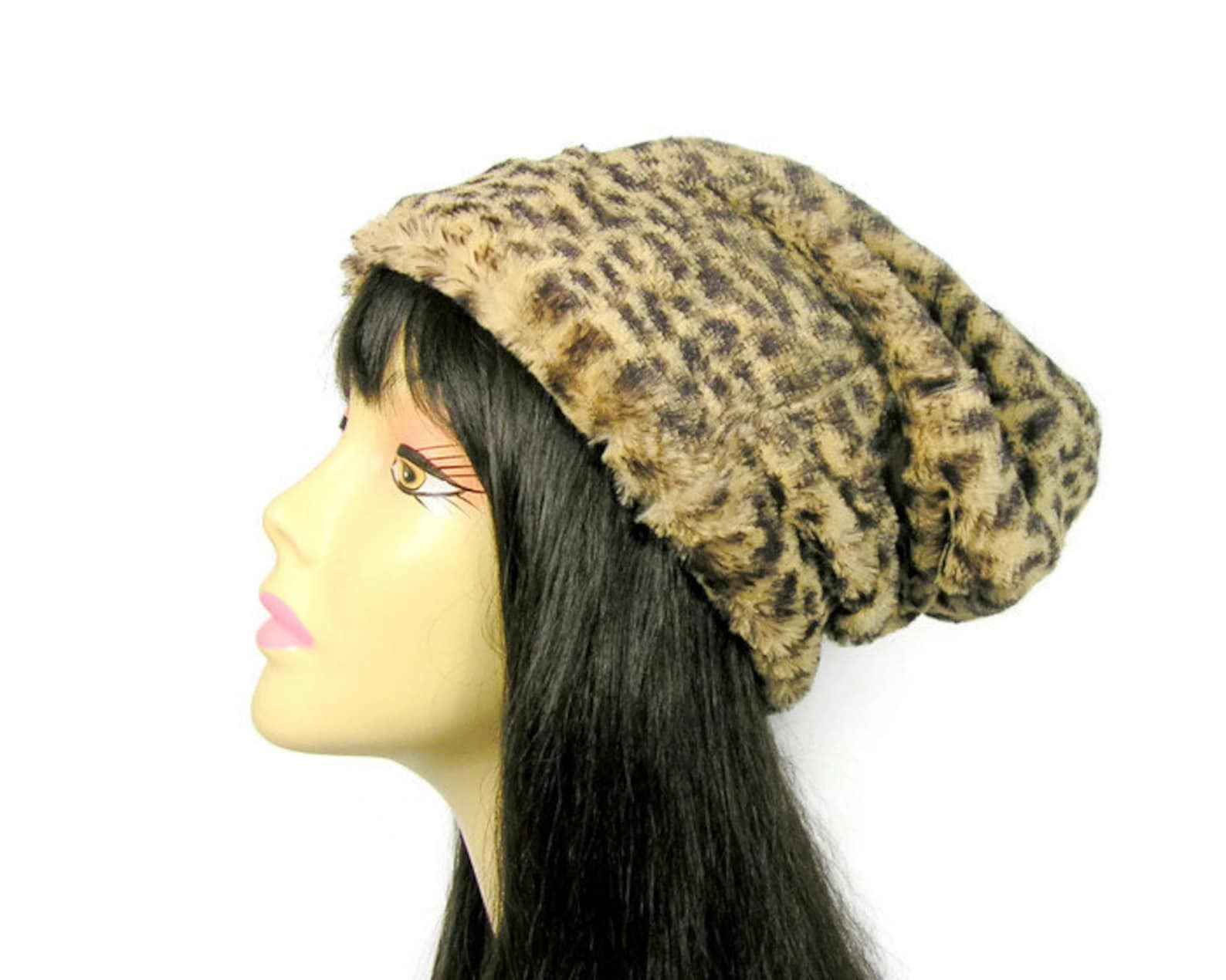 Faux Fur Leopard Print Hat Custom Size Winter Hat Faux Fur Ski | Etsy
