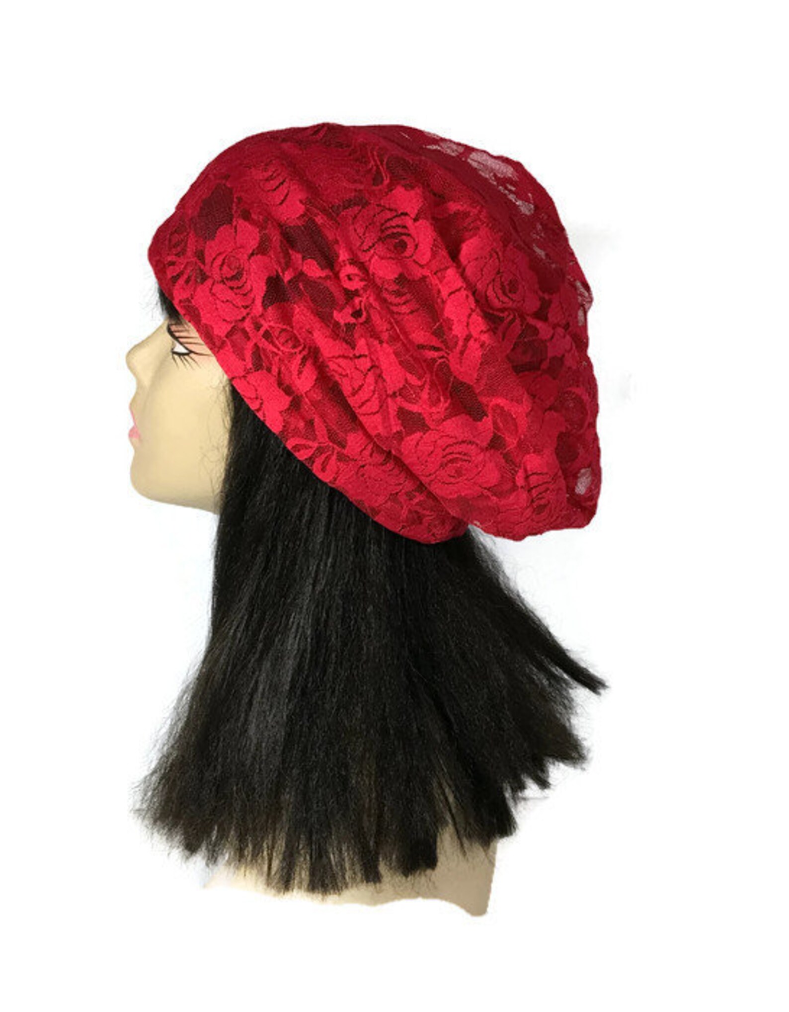 Red Lace Hat Red Hat Summer Lace Slouchy Hat Red Lace Slouchy | Etsy
