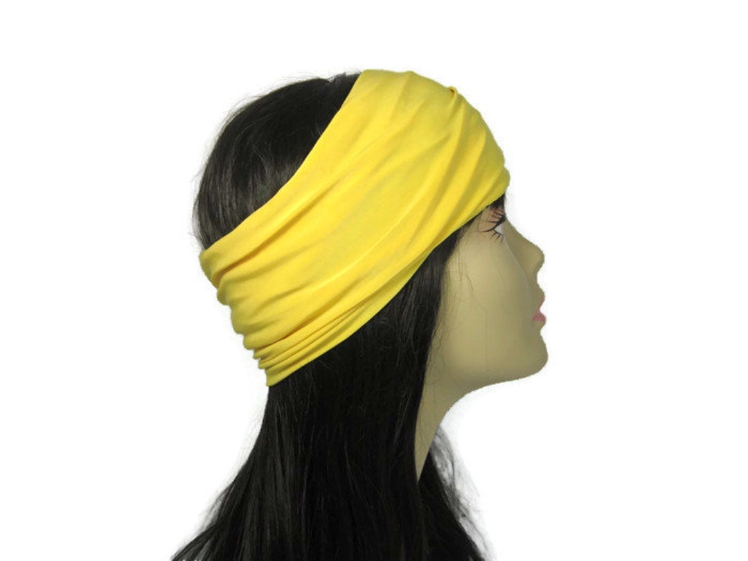 Yellow Head Wrap Yellow Swim Headband Lycra Head Wrap Yoga Head Wrap ...