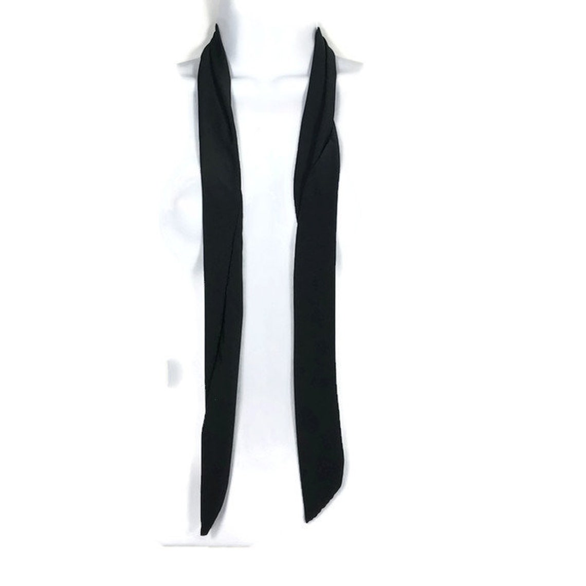 Skinny Tie Black Skinny Necktie Silky Spandex Scarf Black Skinny ...