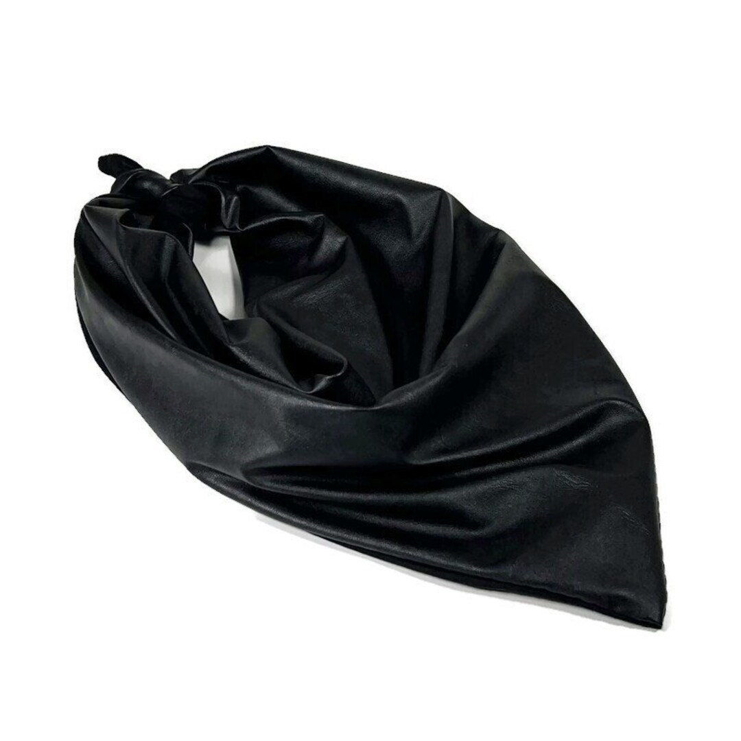 Black Faux Leather Bandana Vegan Bandanna Black Vegan Bandana Goth ...