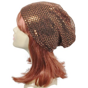 Orange Sequin Hat Orange Slouch Hat Sequin Hat Orange Sequin Dot Slouchy Beanie Orange and Black ...