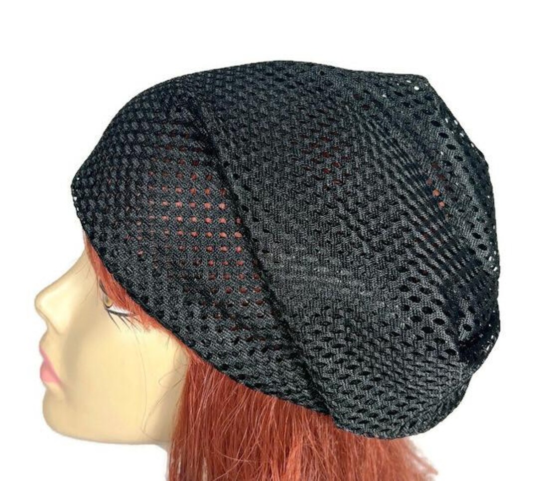 Black Mesh Hat Black Athletic Mesh Beanie Slouchy Hat Mesh Chef's Hat ...