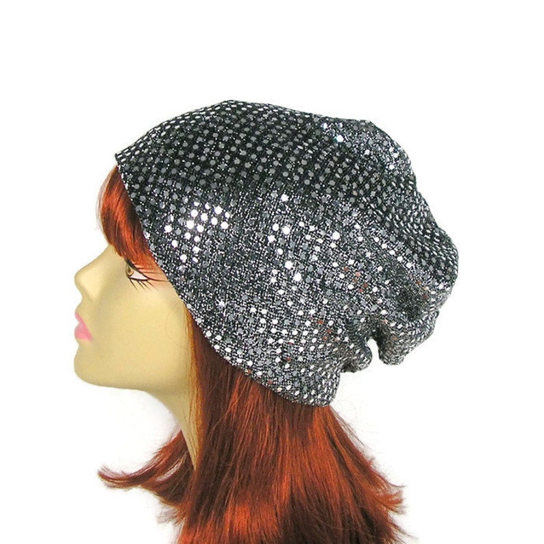 Glam Slouchy Hat Silver Glam Slouch Hat Silver Beanie Silver | Etsy