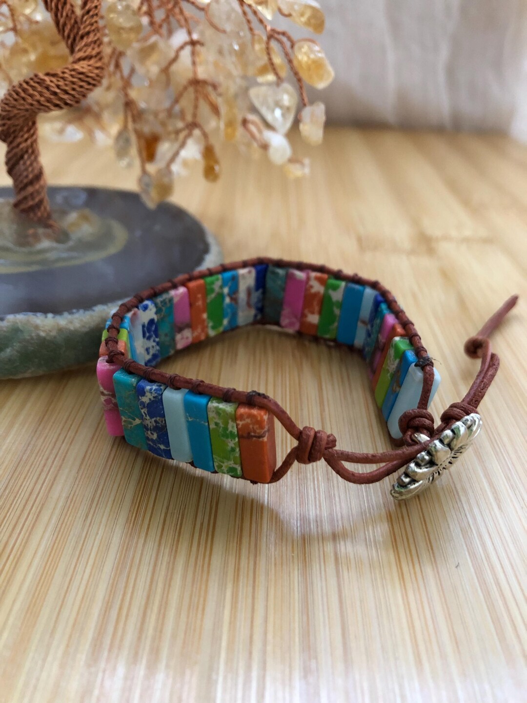 7 Chakra Rectangle Beads Natural Stone Bracelets for Women Boho ...