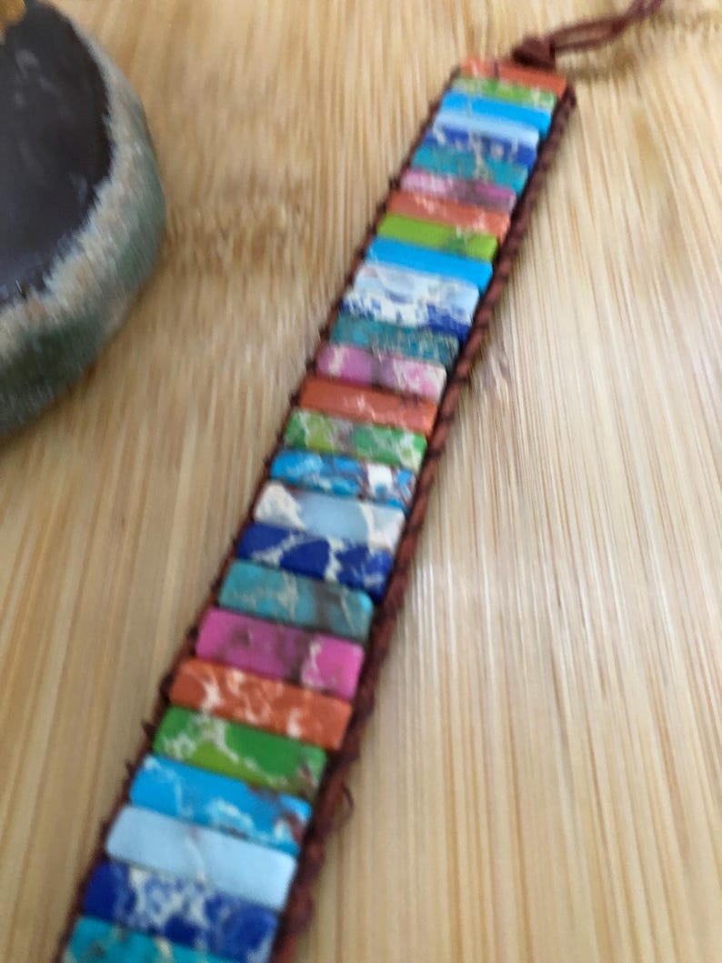 7 Chakra Rectangle Beads Natural Stone Bracelets for Women Boho ...