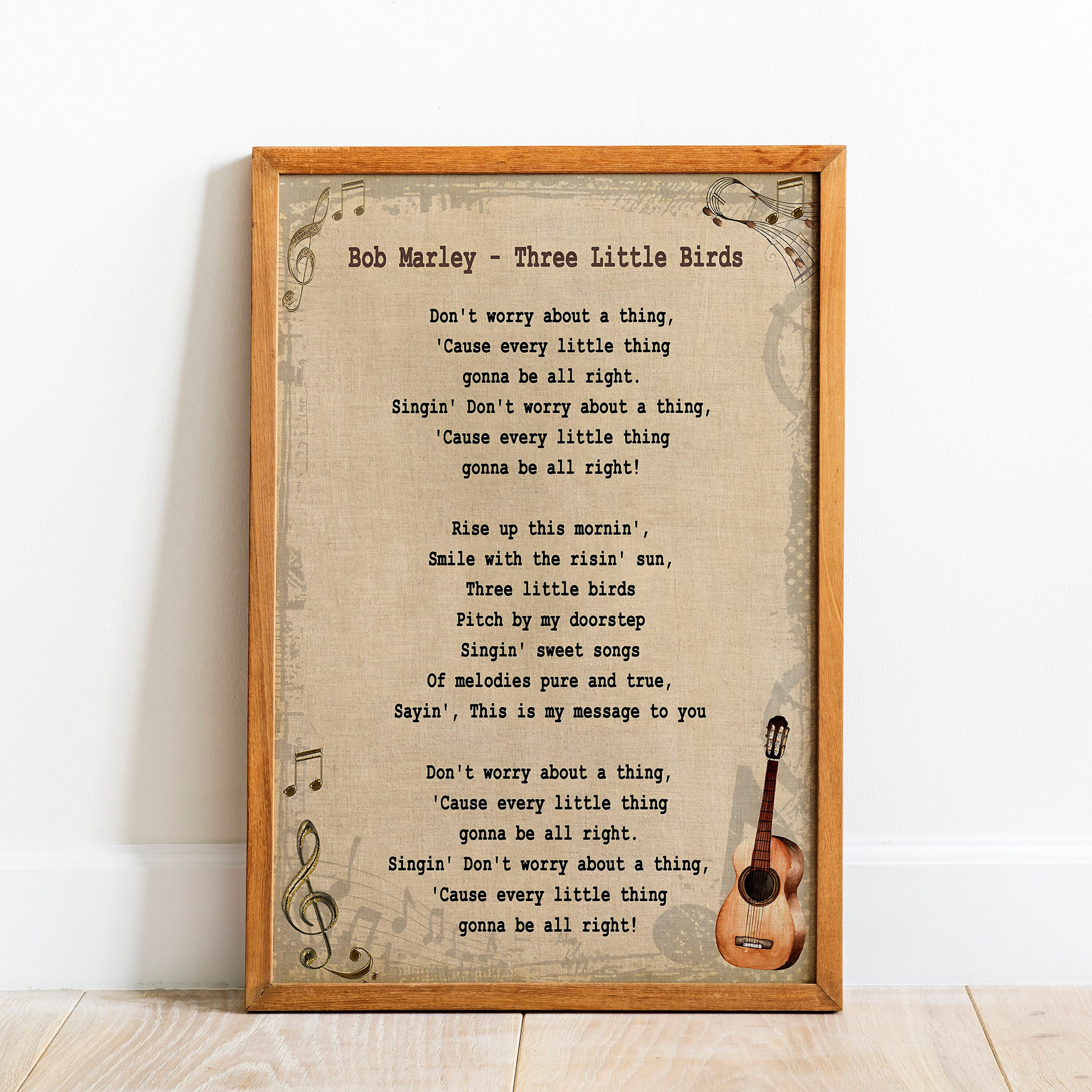 Bob Marley 'three Little Birds' Song Lyrics Poster: Handmade Canvas Art ...