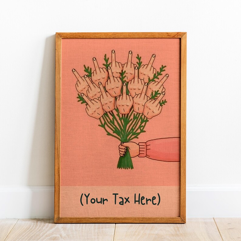 Birth Flower Middle Finger Bouquet, Personalised Gift Flower Print ...