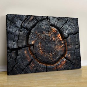 Tree Ring Wall Art, Abstract Black Tree Ring Wall Decor, Minimalist ...