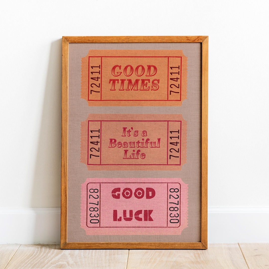 Retro Ticket Poster: Good Times, Good Luck, Trendy Wall Art - Etsy