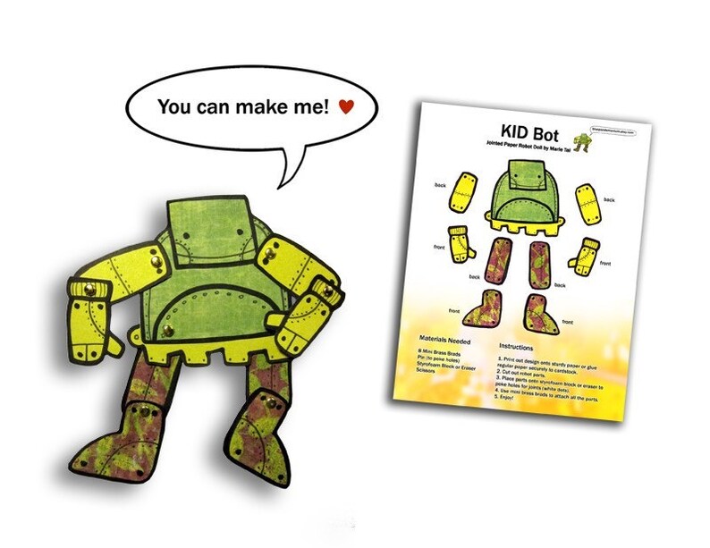 PDF Kid Bot Jointed Paper Robot Doll - Etsy
