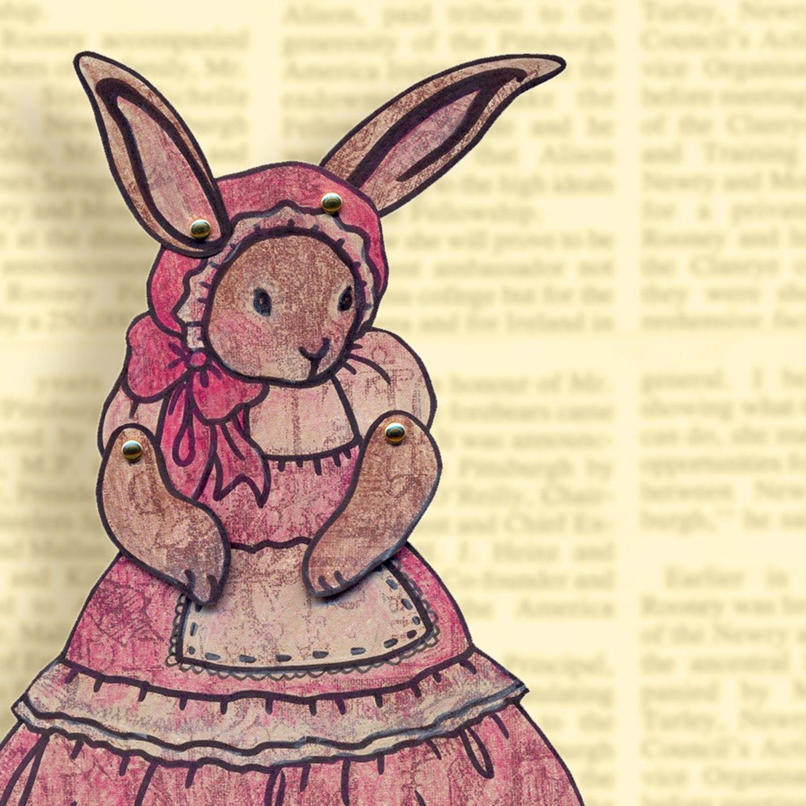PDF Lady Rabbit Jointed Paper Doll - Etsy
