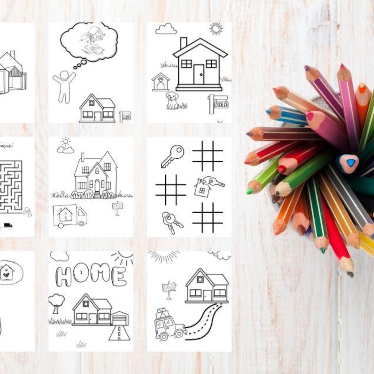 20 Real Estate Coloring Printable Sheets - Etsy