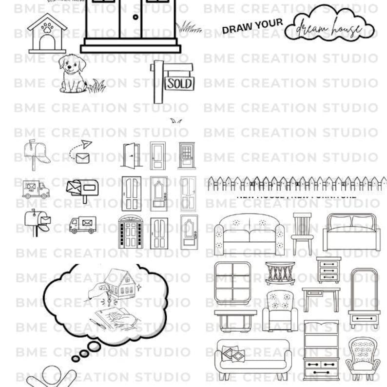 20 Real Estate Coloring Printable Sheets - Etsy