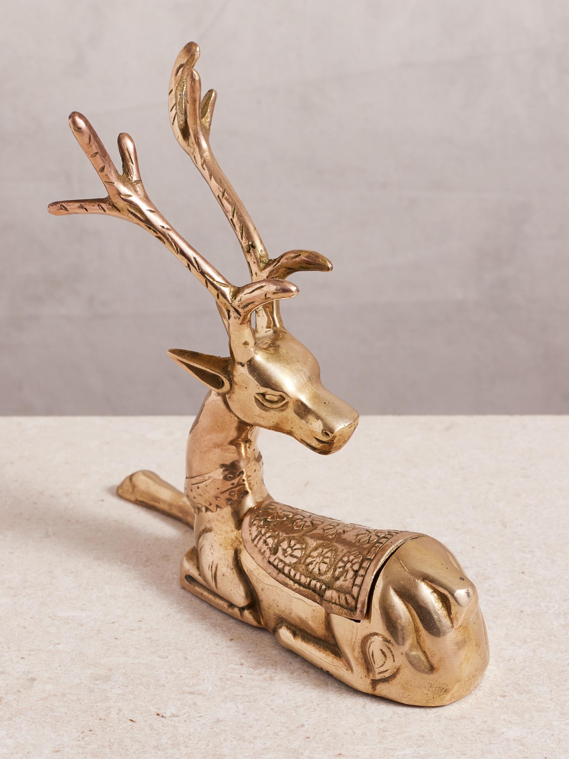 Vintage Brass Laying Deer Box / Solid Brass Deer / Ornate Brass Deer - Etsy