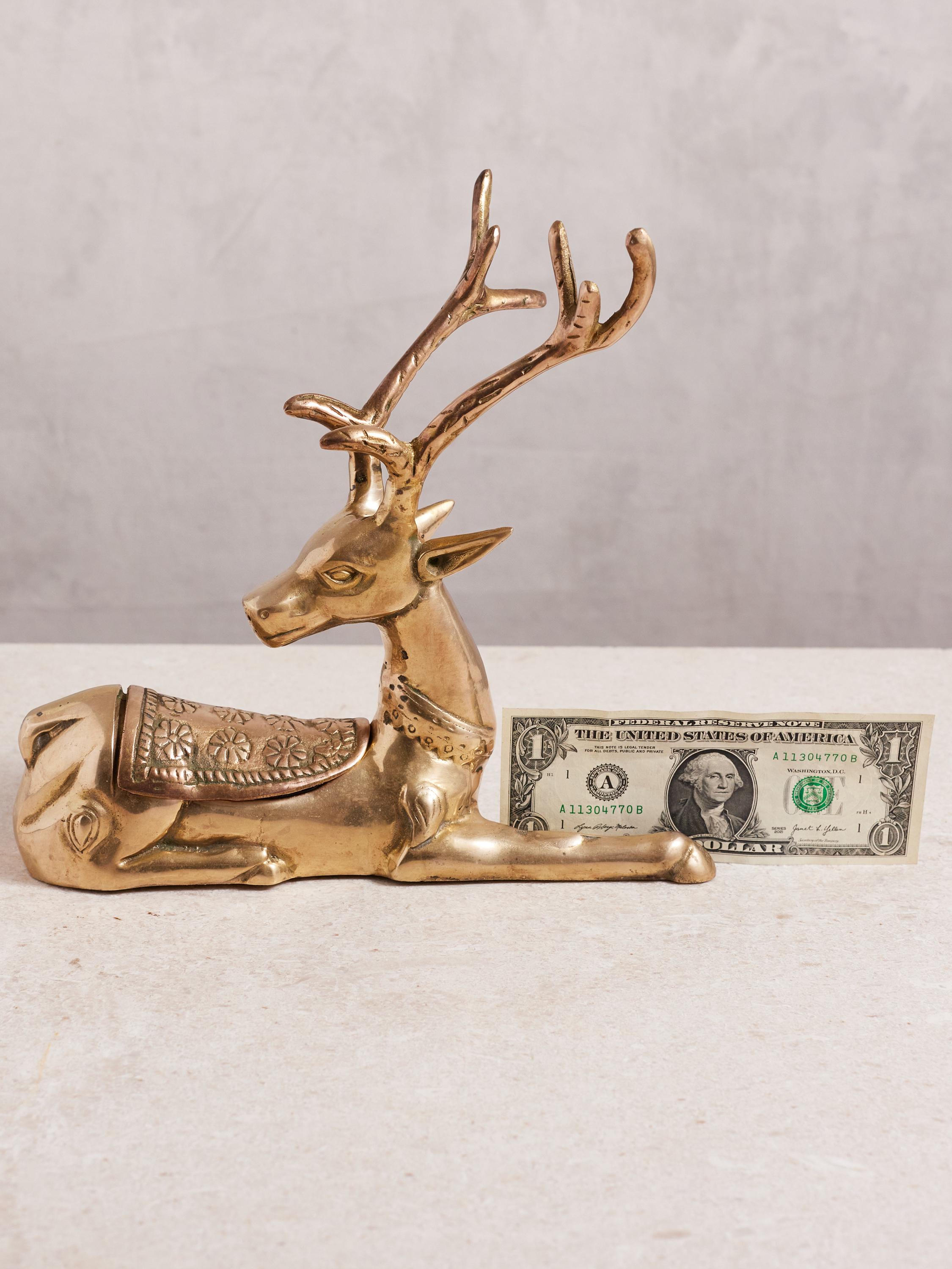 Vintage Brass Laying Deer Box / Solid Brass Deer / Ornate Brass Deer - Etsy