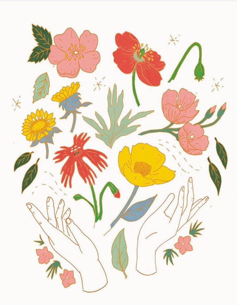 Set of 8 Cards, Hands and Wildflowers Cards, Flowers of California ...