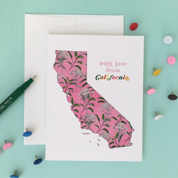Set of 8 Cards With Love From California California Native - Etsy