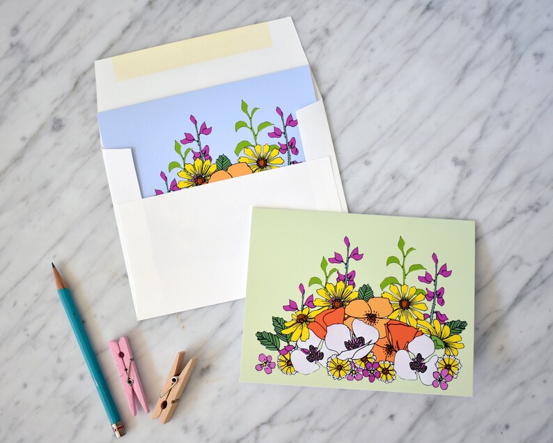 California Native Plants Greeting Cards Floral Pattern Thank - Etsy