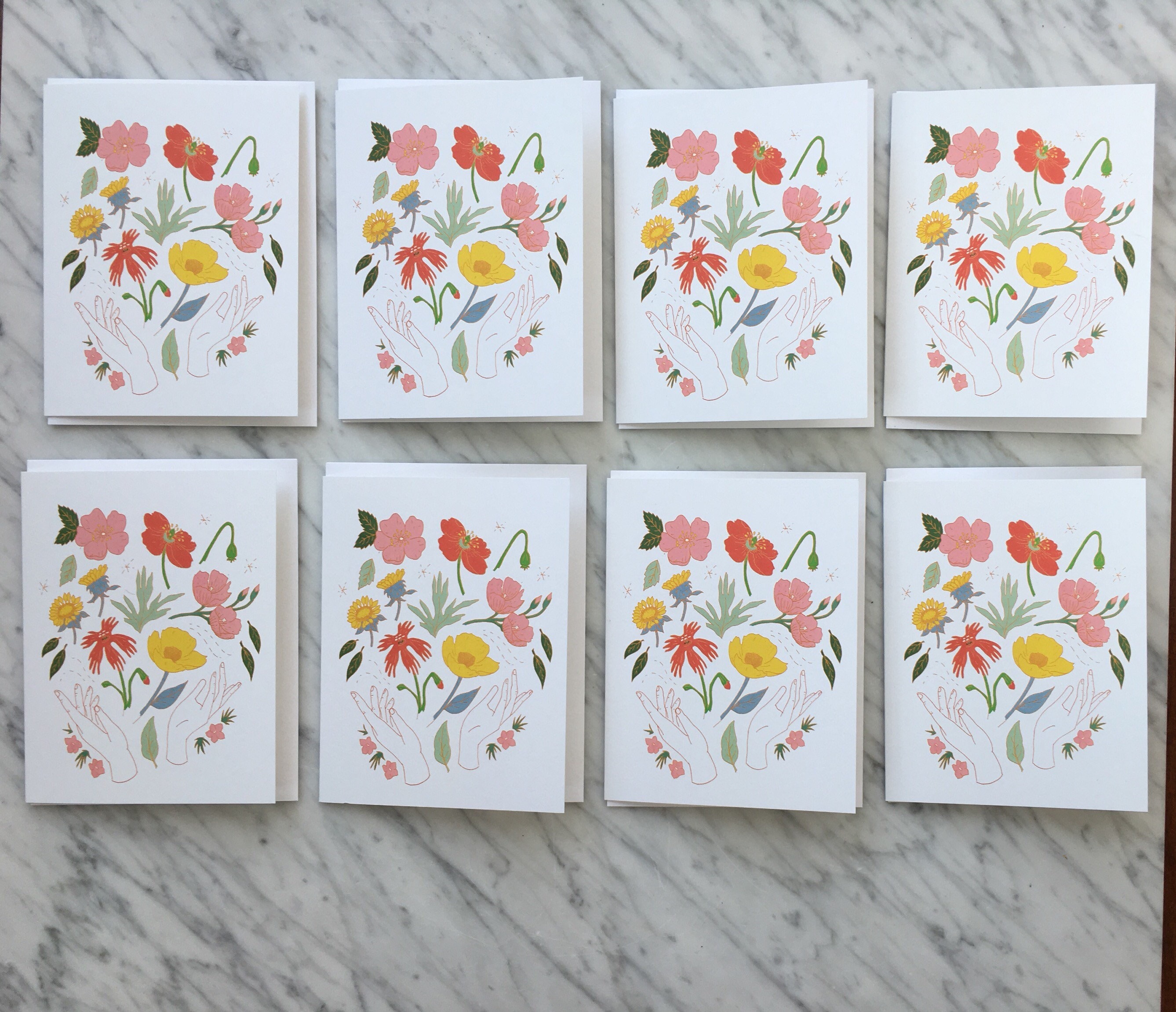 Set of 8 Cards, Hands and Wildflowers Cards, Flowers of California ...