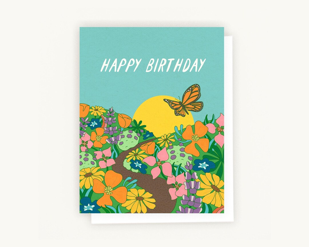 Happy Birthday Card, Field Ofcalifornia Wildflowers, Blank Inside - Etsy