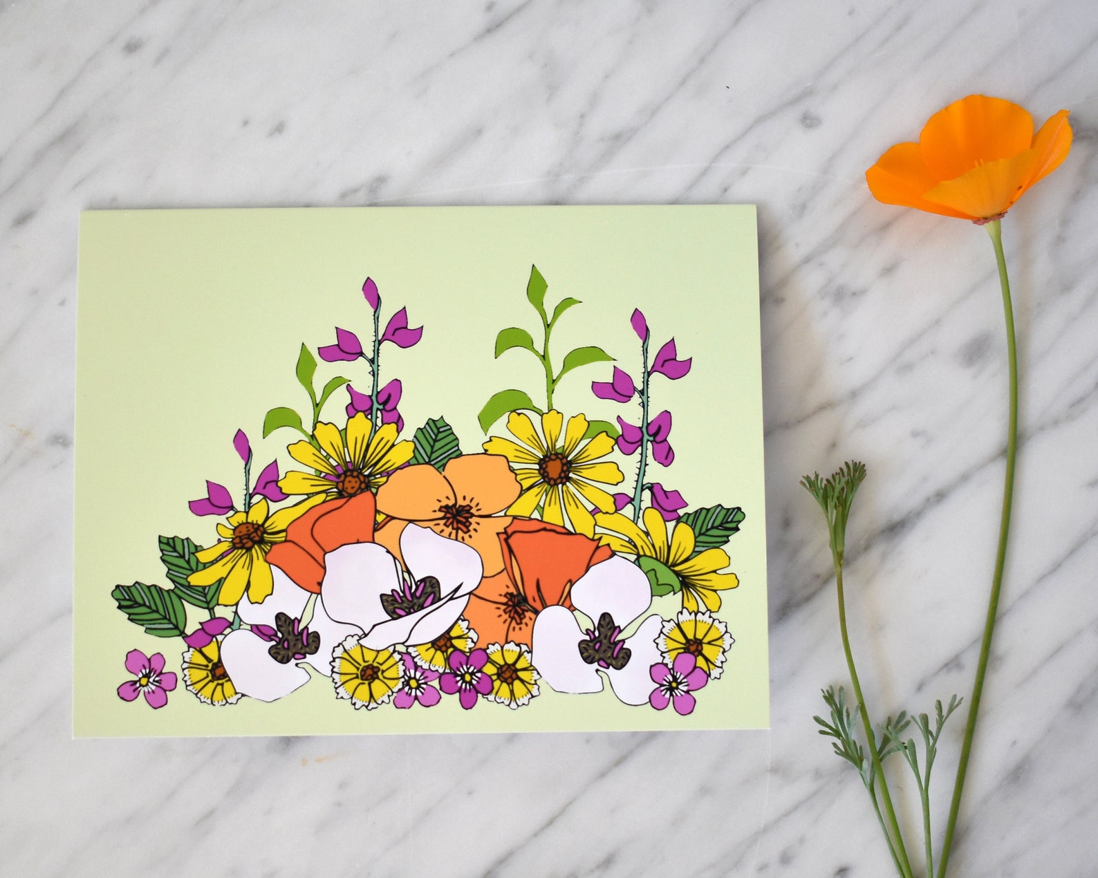 California Native Plants Greeting Cards Floral Pattern Thank - Etsy