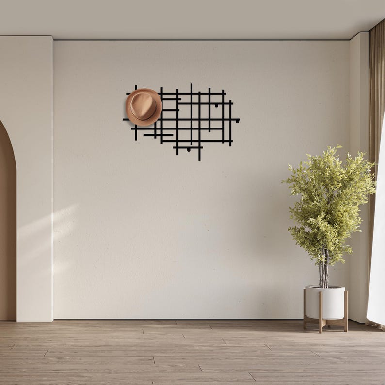 Modern Decorative Wall Hook, Coat Rack Unique, Geometric Decor, Small ...