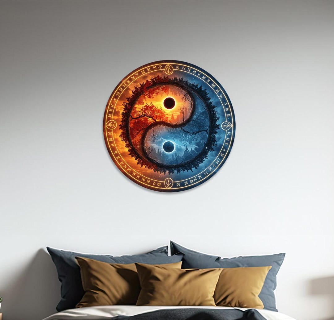 Yin and Yang Unique Metal Wall Decor, Spiritual Wall Decor, Sun Metal ...