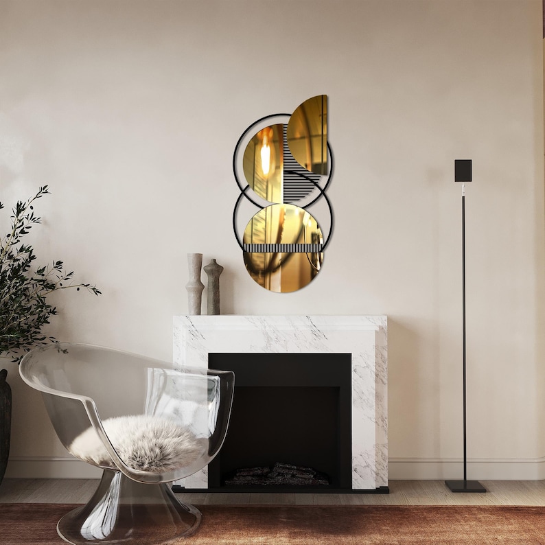 Geometric Plexiglass Miror Metal Wall Decor, Modern Abstract Art ...