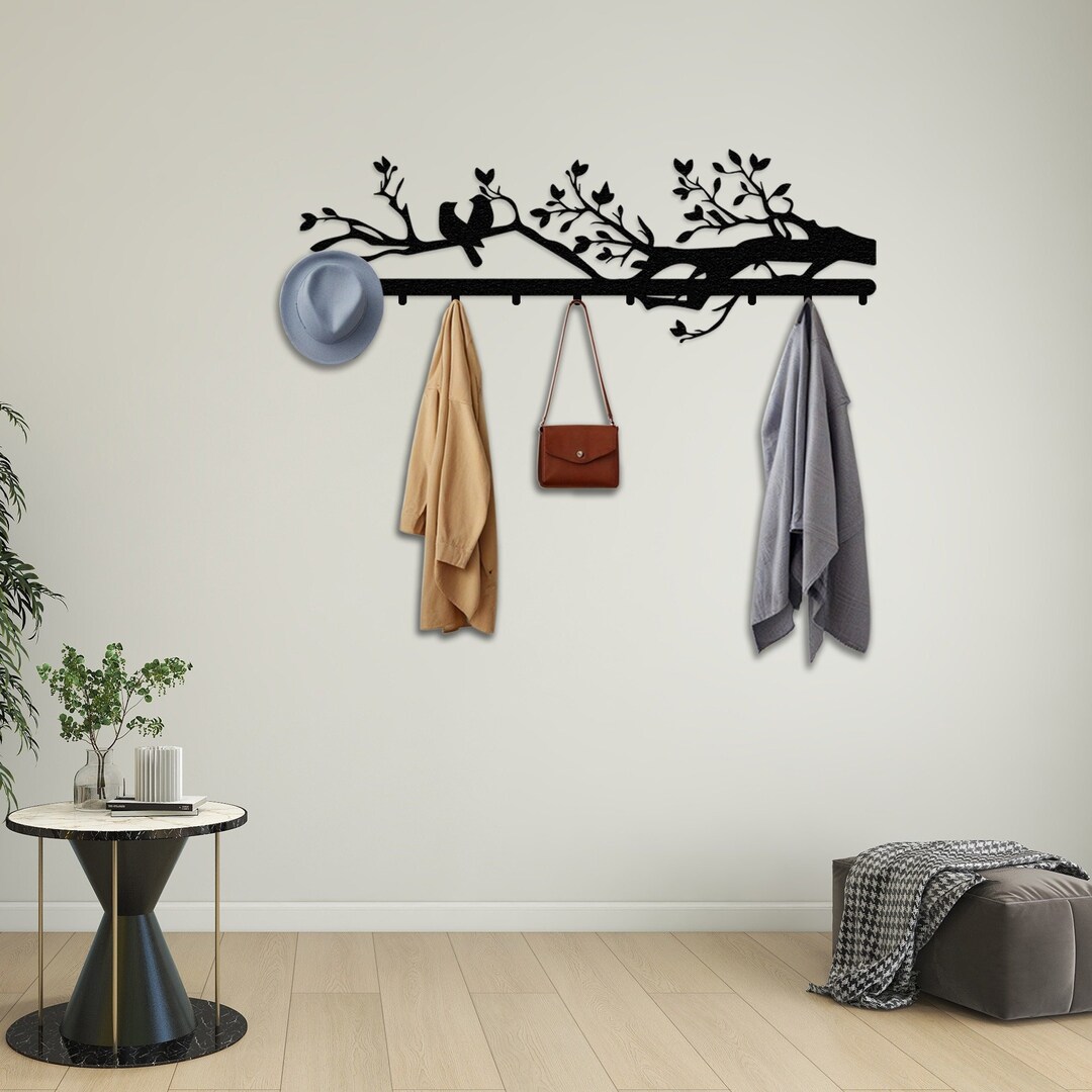 Tree Branch Coat Rack, Birds on Branch Wall Hooks, Entryway Organizer ...