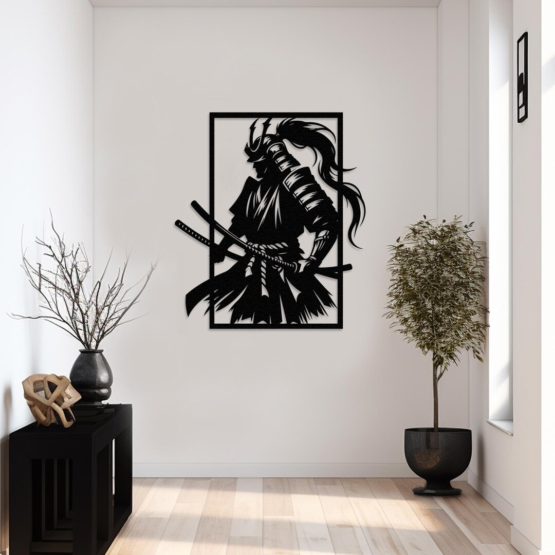Japanese Samurai Warrior Home Decor, Asian Inspired Art, Samurai Sword ...