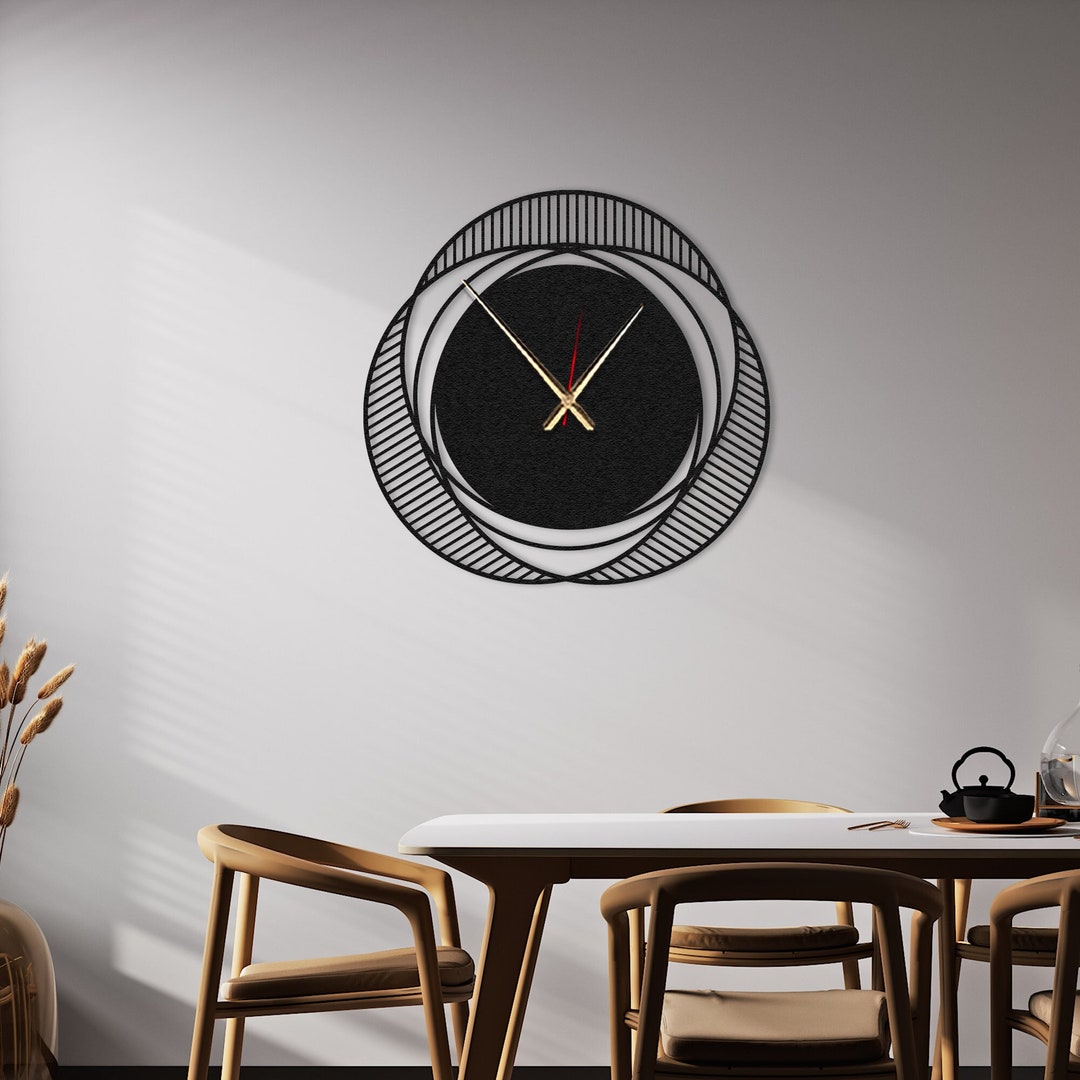 Retro Black Wall Clock Modern, Kitchen Wall Clock, Unique Designer Wall ...