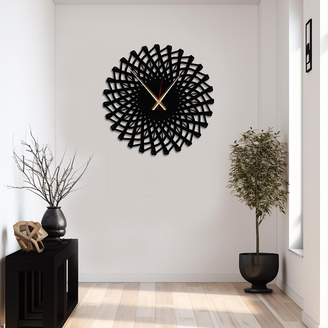 Spiral Round Modern Clock for Wall, Mid Century Style Clock, Abstract ...