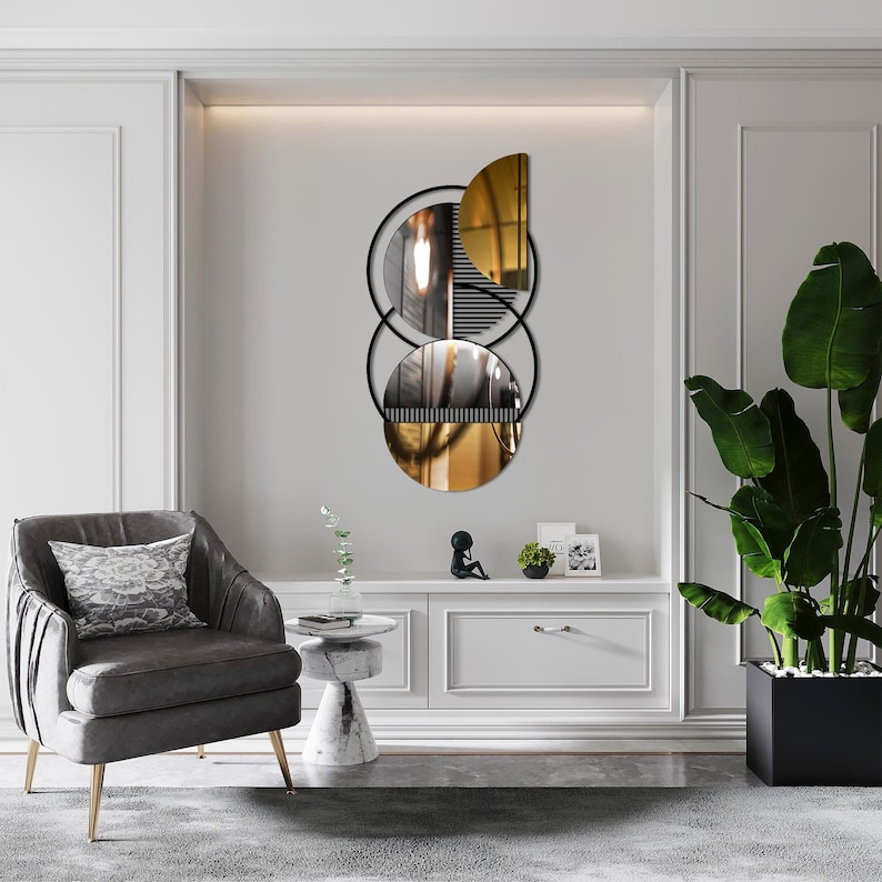 Geometric Plexiglass Miror Metal Wall Decor, Modern Abstract Art ...