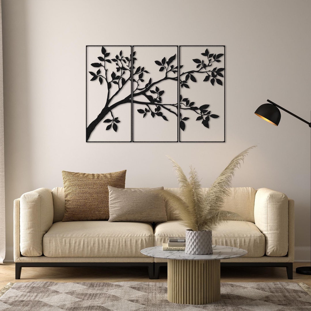 Tree of Life Metal Gallery Wall Set, Large Tree Decor, Framed Wall Art ...