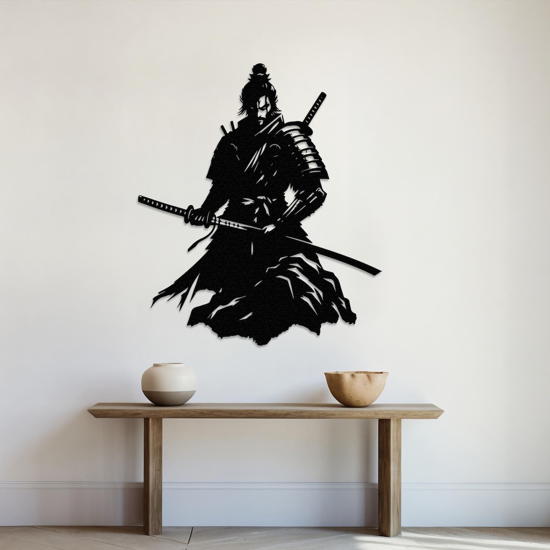 Japanese Samurai Metal Wall Decor, Metal Hanging Sign, Zen Wall Art ...