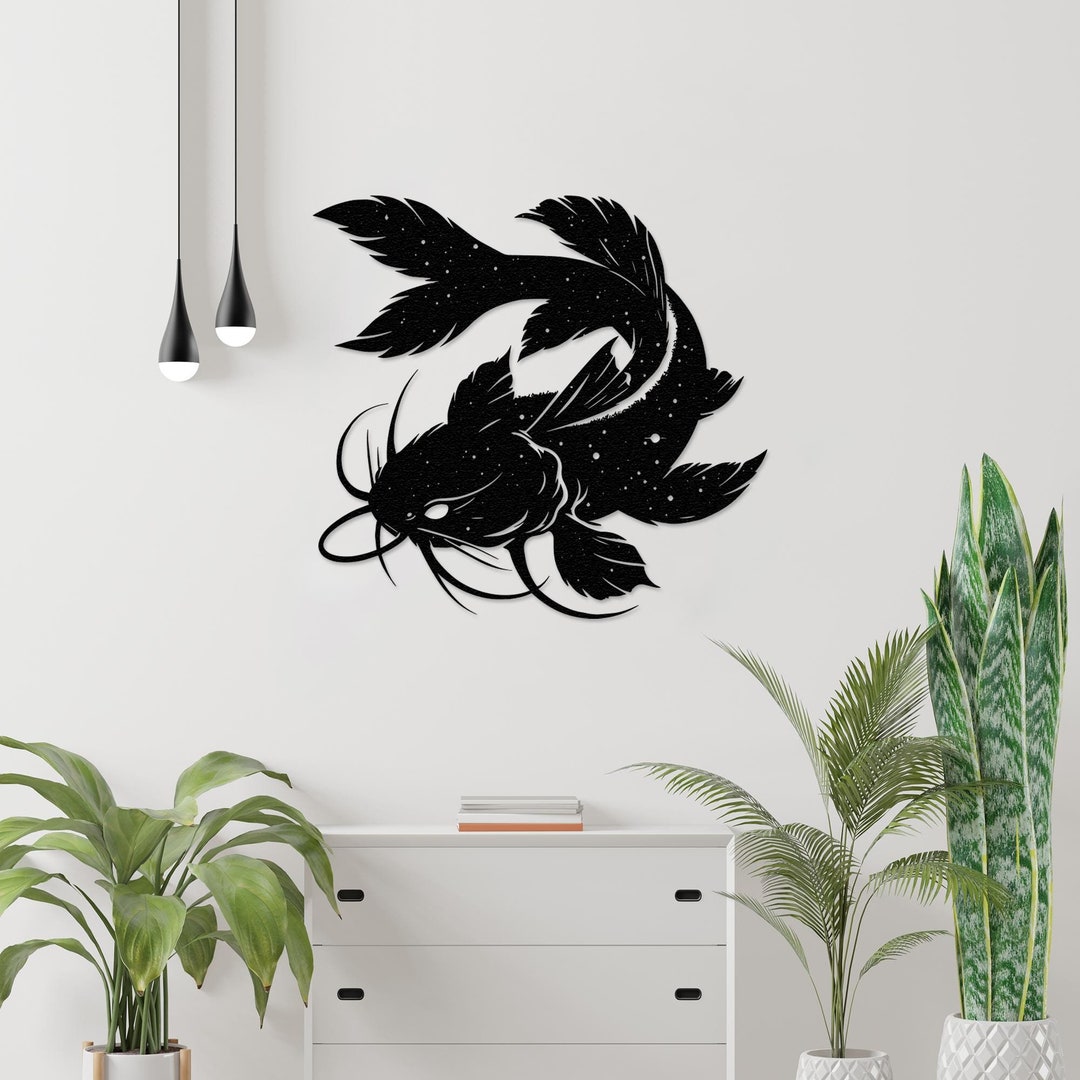 Koi Fish Metal Wall Art, Japanese Wall Decor, Outdoor Metal Art, Fish ...