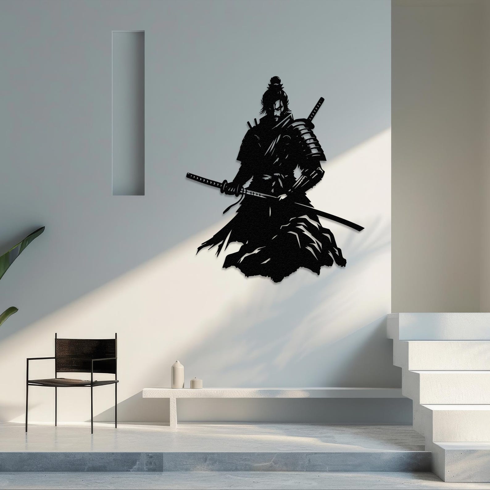 Japanese Samurai Metal Wall Decor, Metal Hanging Sign, Zen Wall Art ...