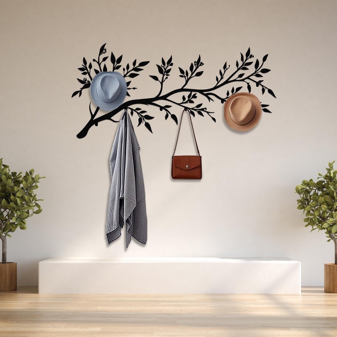 Tree Branch Wall Hanger, Coat Rack Metal, Clothes Hanger, Hat Hook ...