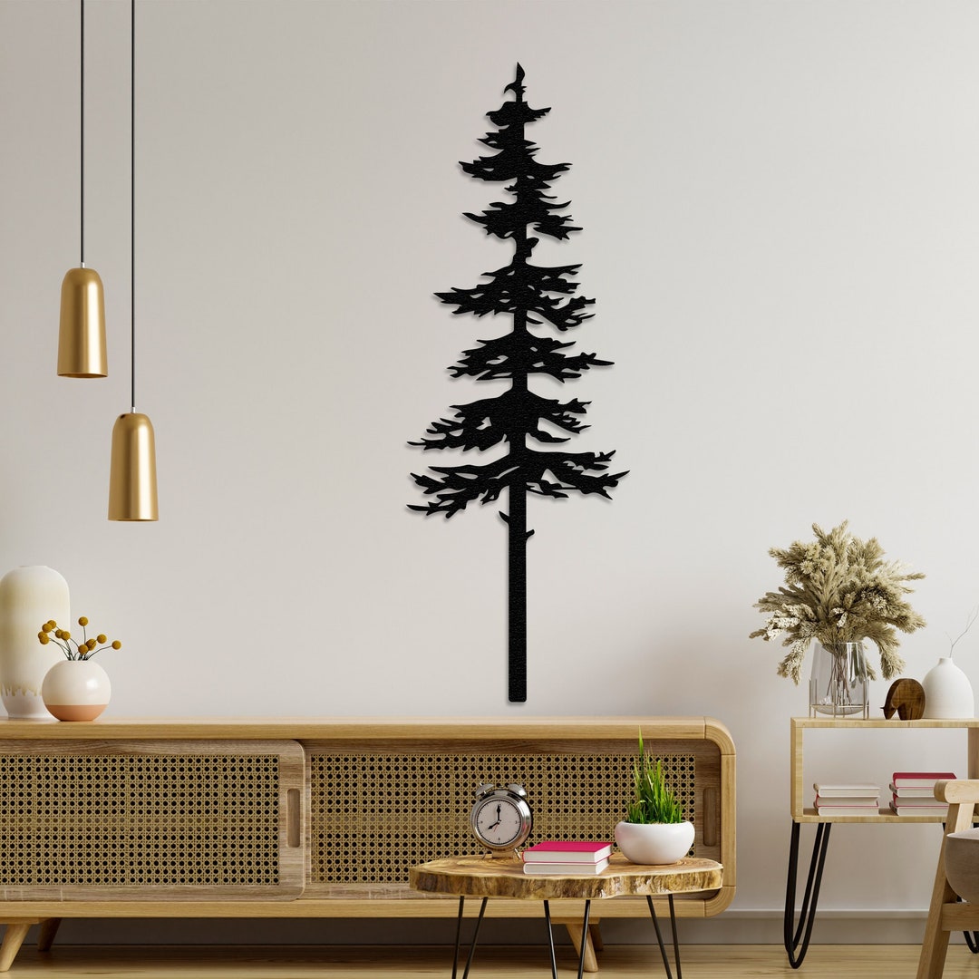 Metal Pine Tree Outdoor Wall Sign, Christmas Gift, Forest Wall Decor ...
