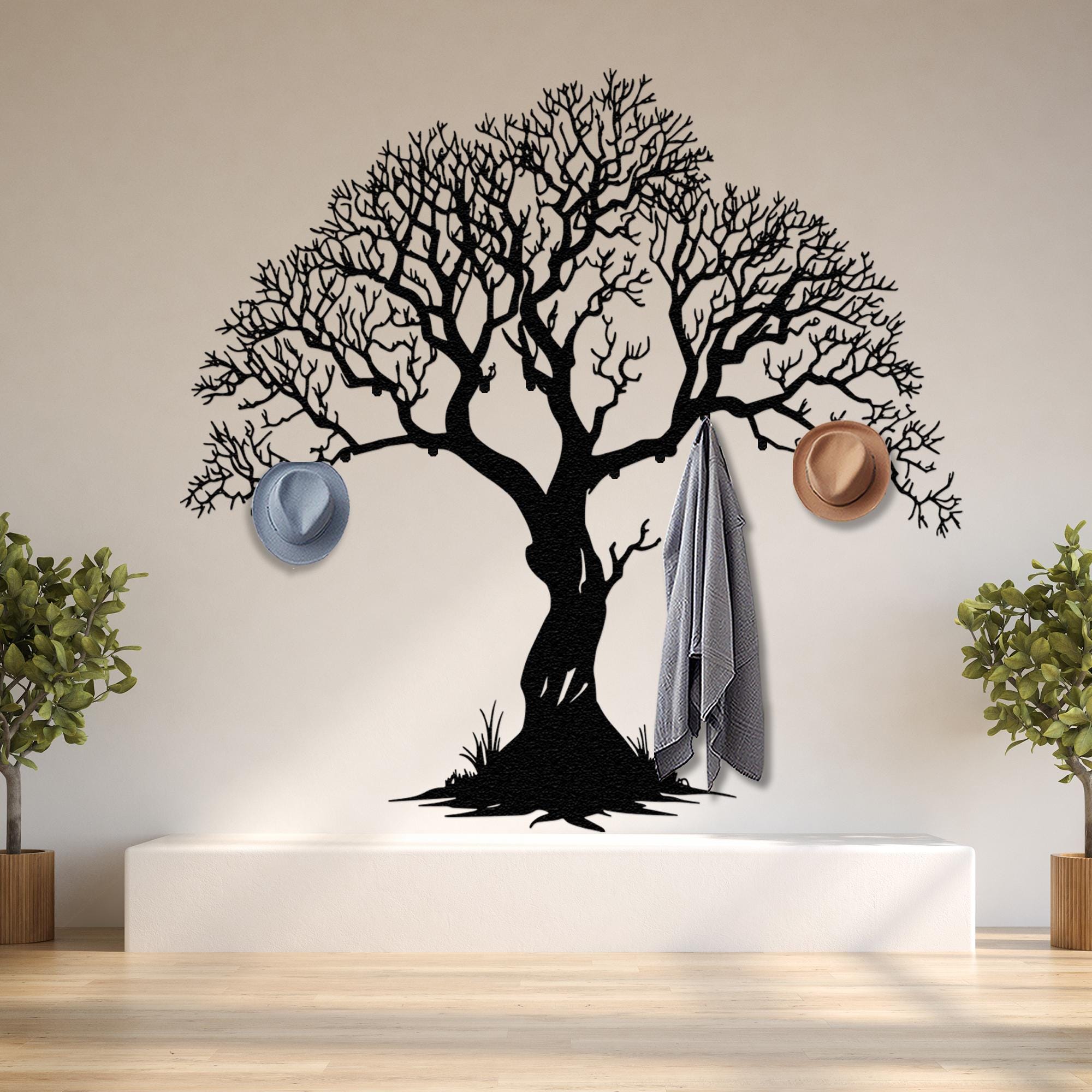 Tree Branch Metal Coat Rack Wall Mount, Hall Tree Hanger, Entryway ...