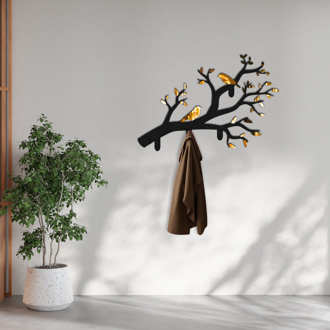 Birds on Branch Coat Rack Wall Mount, Hat Rack, Key Hook, Farmhouse ...