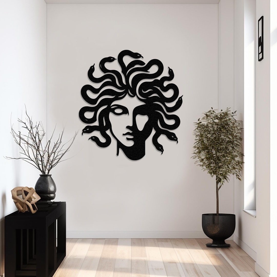 Medusa Head Metal Wall Art, Mythology Wall Decor, Abstract Wall Art ...