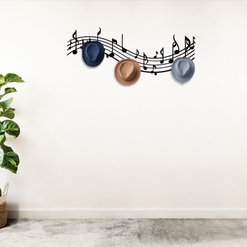 Metal Coat Rack Wall Mount Music Notes, Coat Hanger, Hat Holder, Music ...