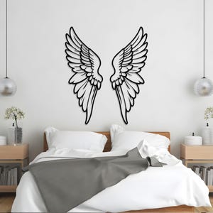 Angel Wings Metal Wall Art, Above Bed Decor, Gift for Her, Angel Aura ...