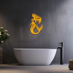 Metal Mermaid Sign, Pool Wall Decor, Bathroom Decor, Outdoor Wall Art ...
