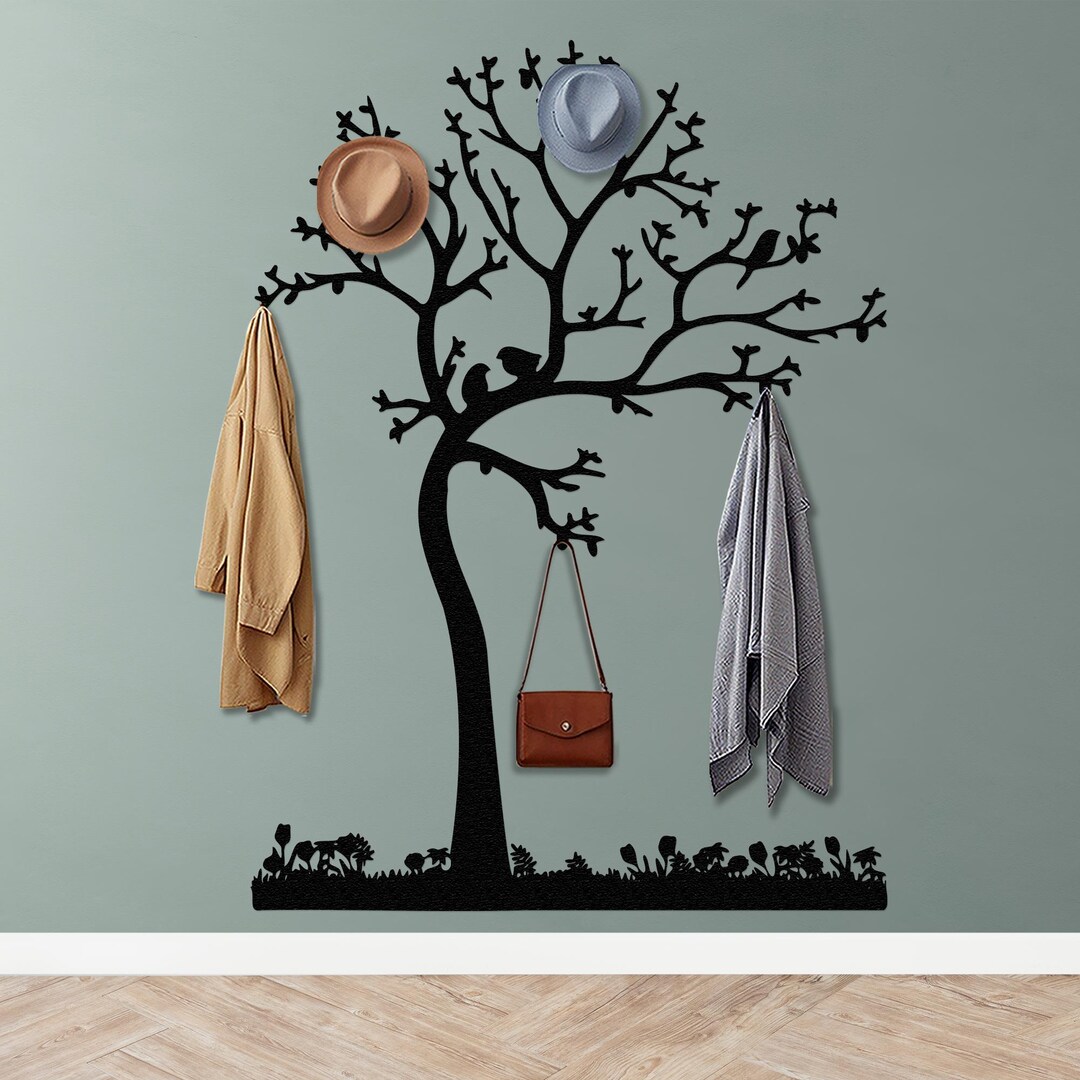 Coat Tree Wall Mount, Entryway Hanger, Decorative Hooks, Hat Tree ...