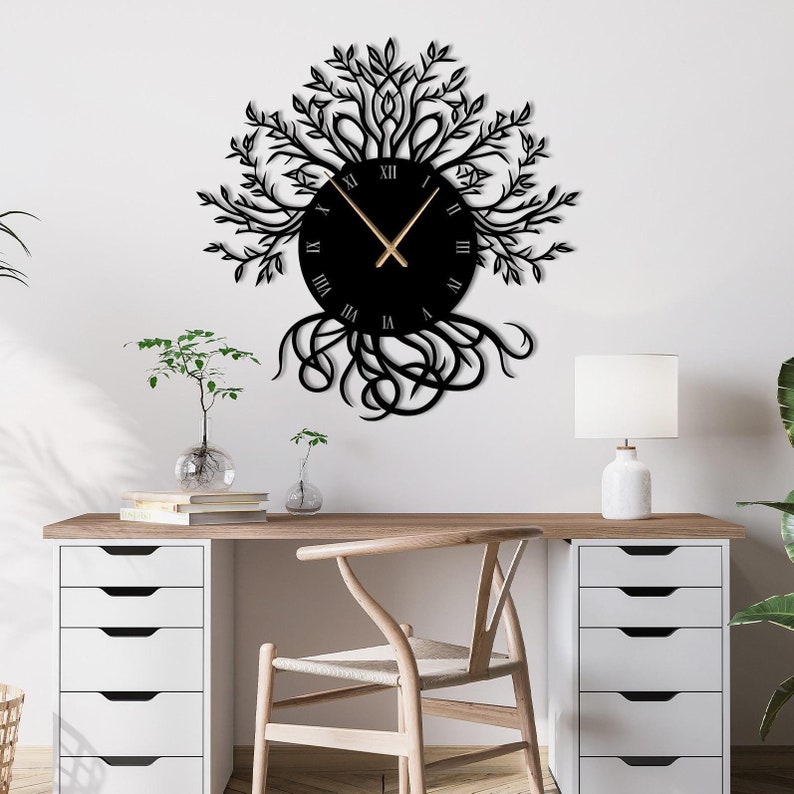 Branch Wall Clock Metal, Unique Design Metal Wall Clock, Livingroom ...